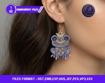 Chicken Earrings Machine Embroidery Design FSL Farm Animal Ornament in ...