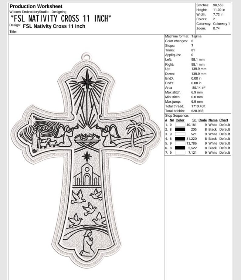 FSL Nativity Cross Machine Embroidery Design Lace Christmas Ornament ...