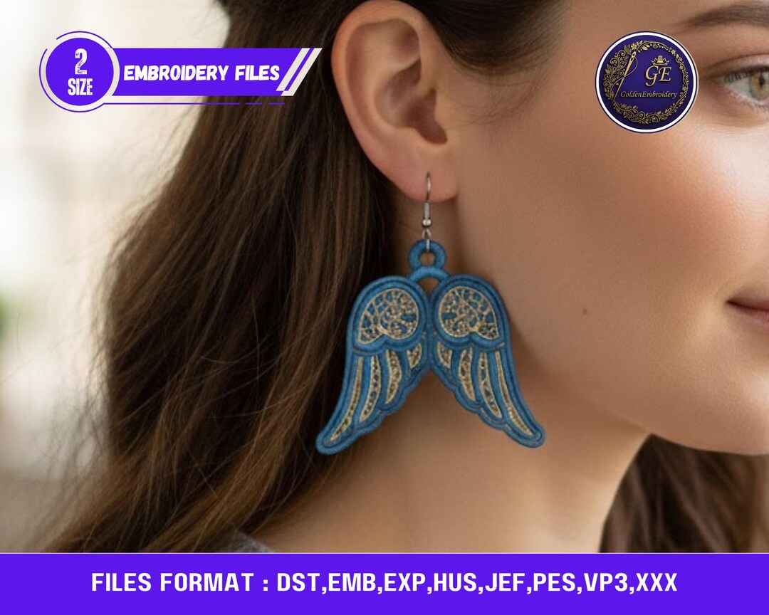 FSL Wing Earrings Embroidery Design | Freestanding Lace Earring Pattern ...