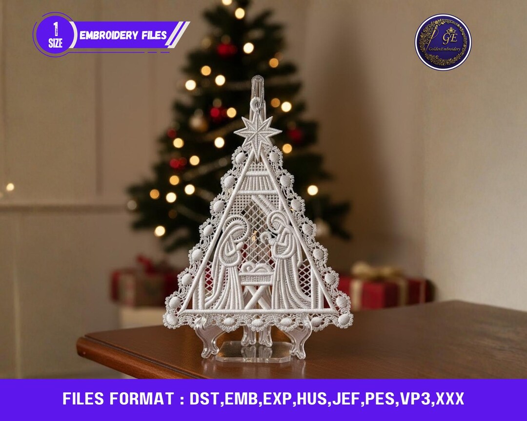 FSL Nativity Machine Embroidery Design Christmas Ornament Instant ...