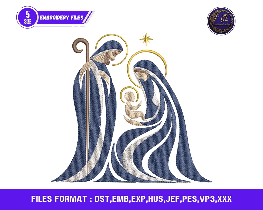 Holy Family Nativity Machine Embroidery Design | Modern Christmas ...