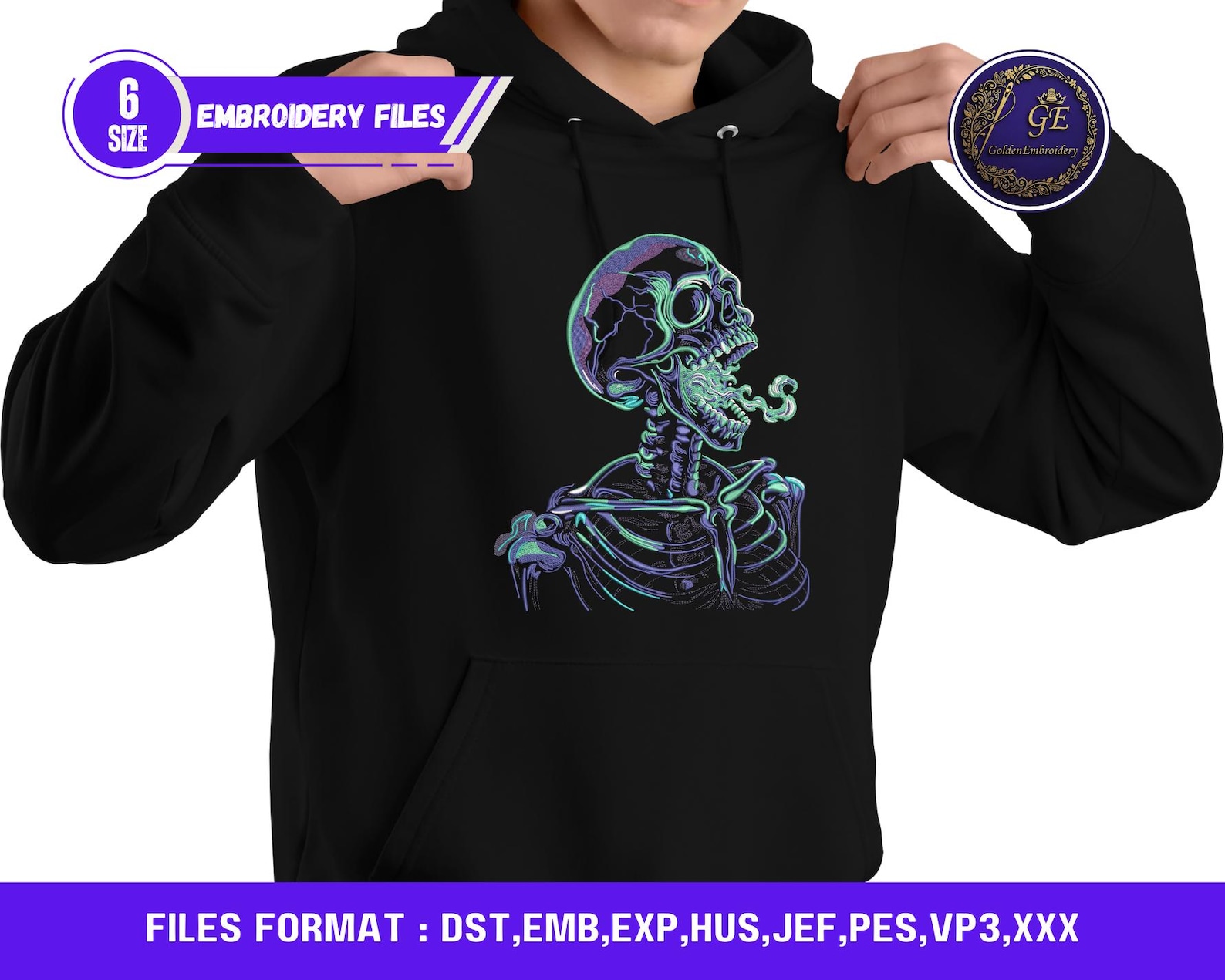 Chromatic Skull Embroidery Design Gothic Tattoo Skull Machine ...