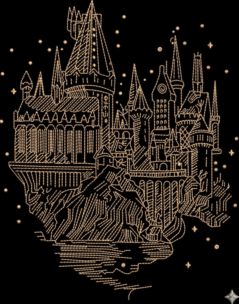Wizard Castle Outline Embroidery Design, Magic Castle Machine ...
