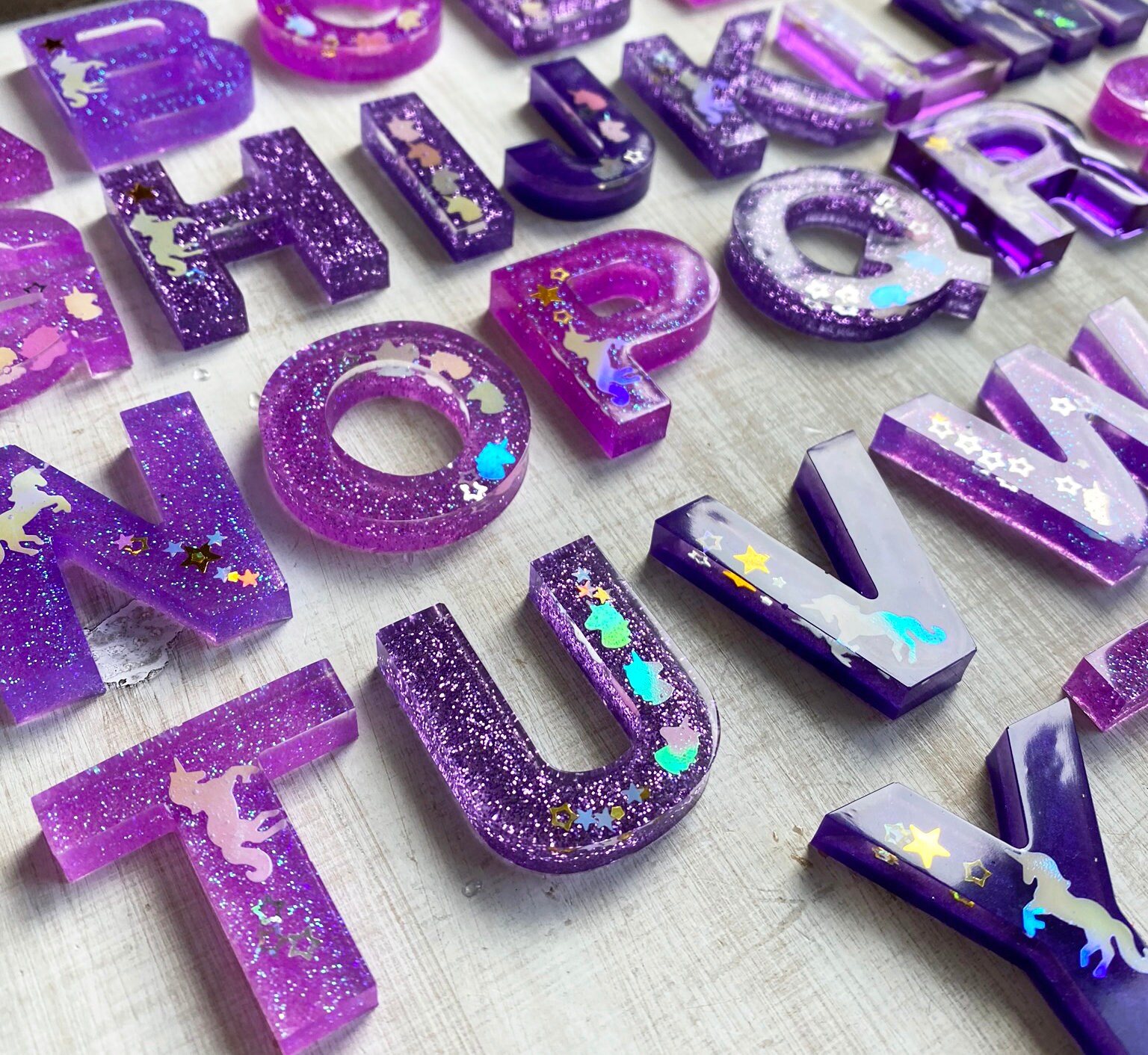 Resin alphabet set/ resin letter set/ ABCs / homeschool | Etsy