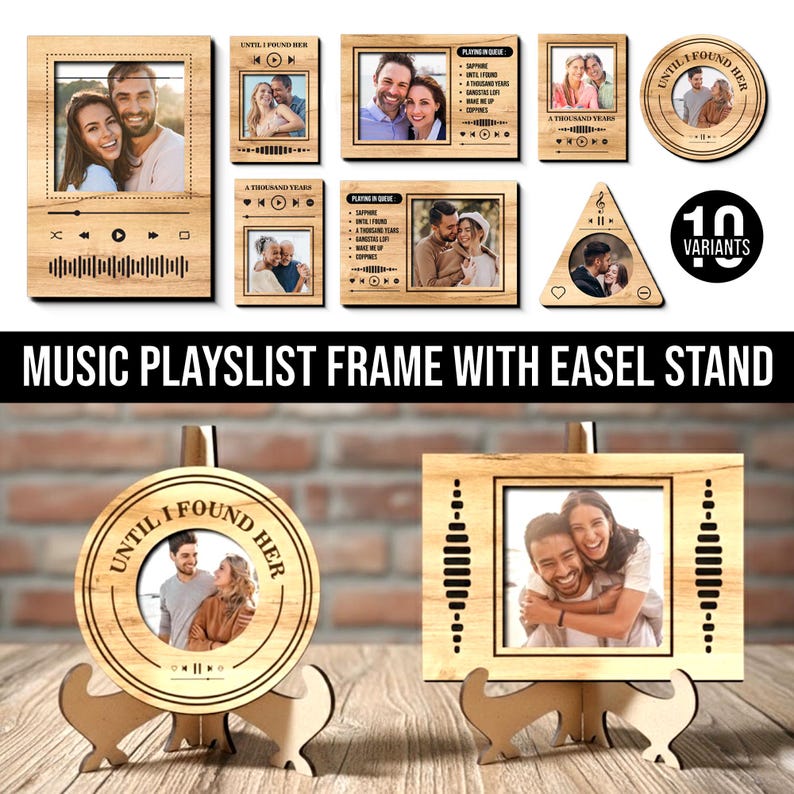 Personalized Song Plaque Photo Frames Laser Cut Svg, Valentine Music ...