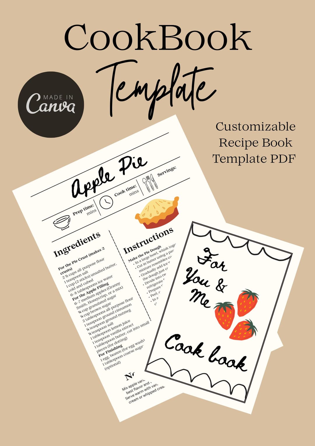 Editable PDF Cookbook Template — Printable Recipe Book - Etsy
