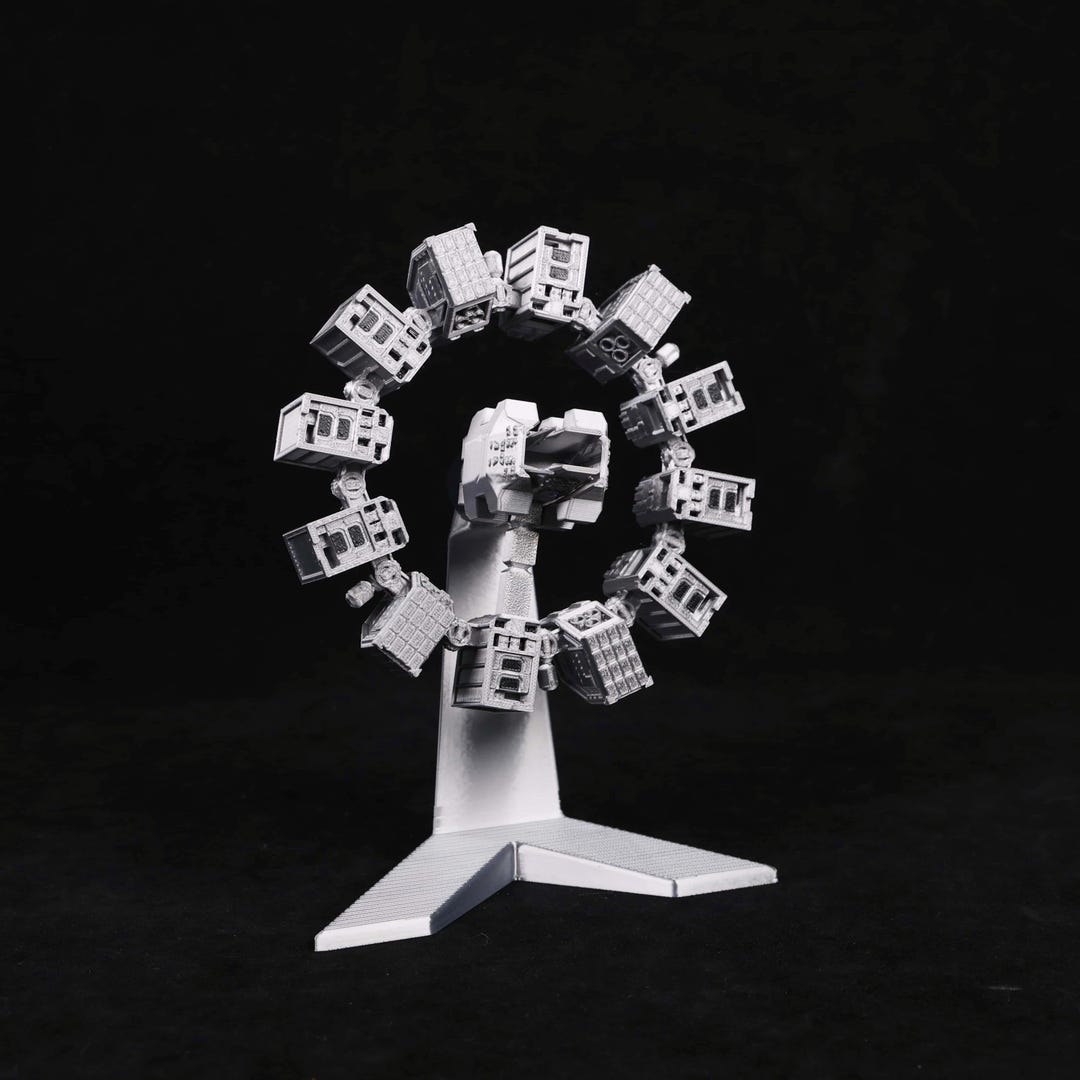 Rotating Space Ring Ship Model 3D Printed Sci Fi Kinetic Spacecraft ...