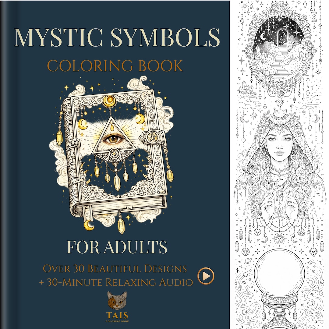 Mystic Coloring Book for Adults, Celestial Symbols (printable PDF) - Etsy