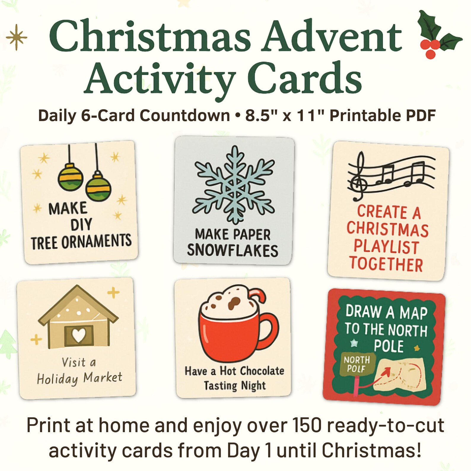 24 Days of Advent Activity Cards (150+ Prompts) | Printable Digital PDF ...