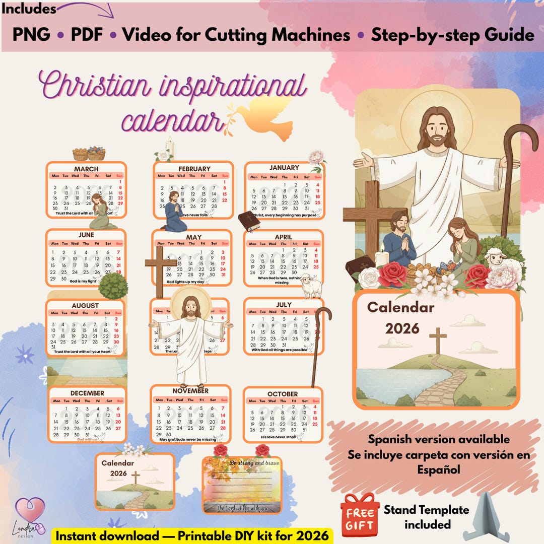 Christian Desk Calendar 2026 | Printable Desktop Calendar in English ...