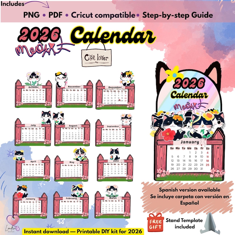 Cute calendar 2026 kawaii - Etsy México