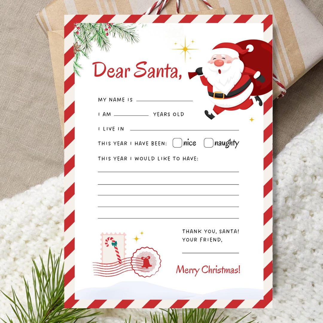 Christmas Wish List Printable, Letter to Santa, Christmas Printable for ...