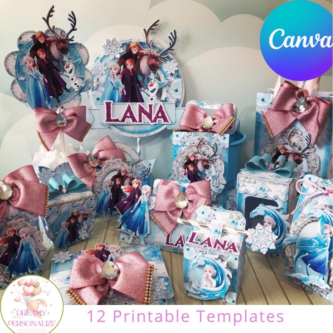 Winter Princess Party Box Digital Kit | Printable Birthday Decorations ...
