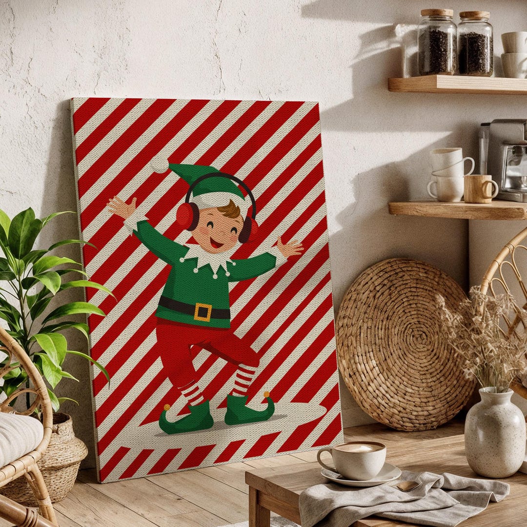 Christmas Canvas, Elf Canvas, Retro Wall Art, Holiday Wall Art, Funny ...