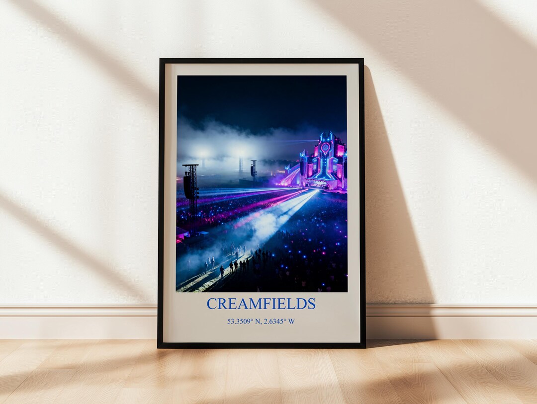 Creamfields Poster - England Festival Print - EDM Rave Wall Art - Neon ...