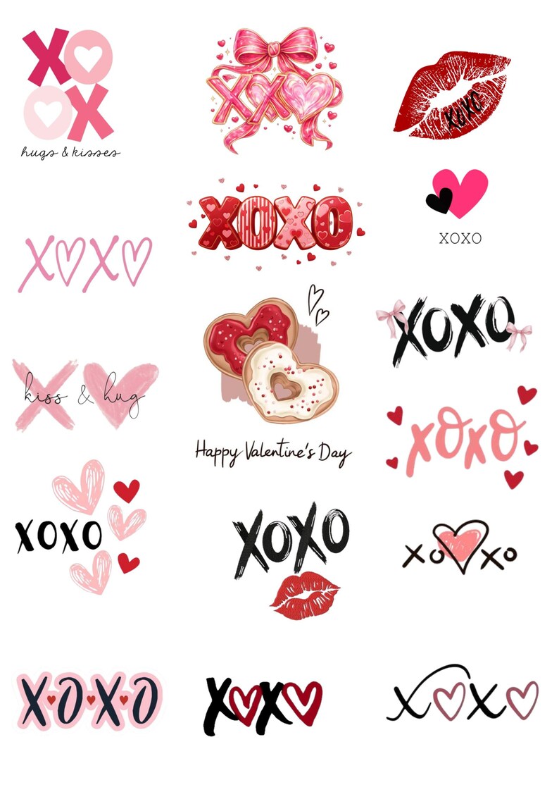 Valentine's Day Clipart Bundle | Love Quotes, Bears, XOXO (PNG Digital ...