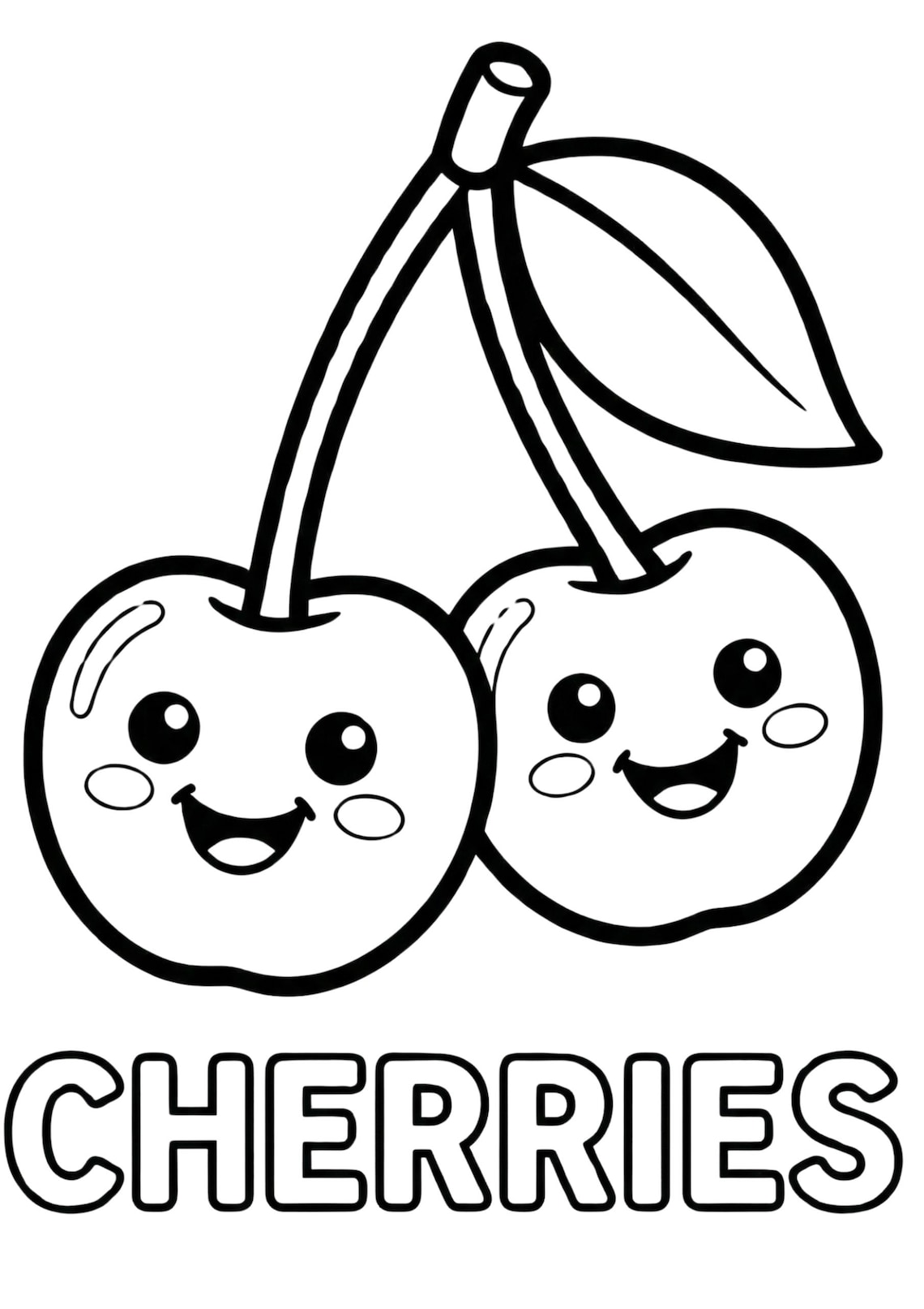 Cute Fruits Coloring Pages for Kids | Printable Fruit Coloring Book ...