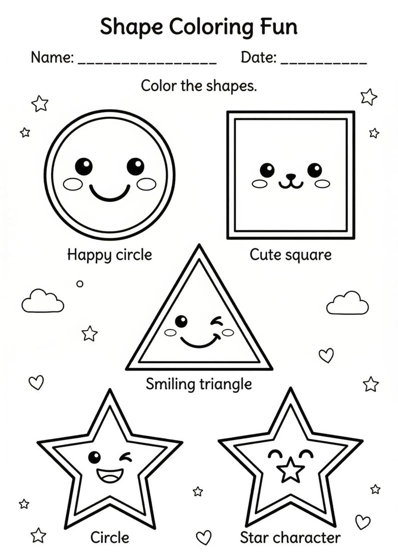 Shapes Coloring Worksheets for Kids | Preschool Trace & Color ...