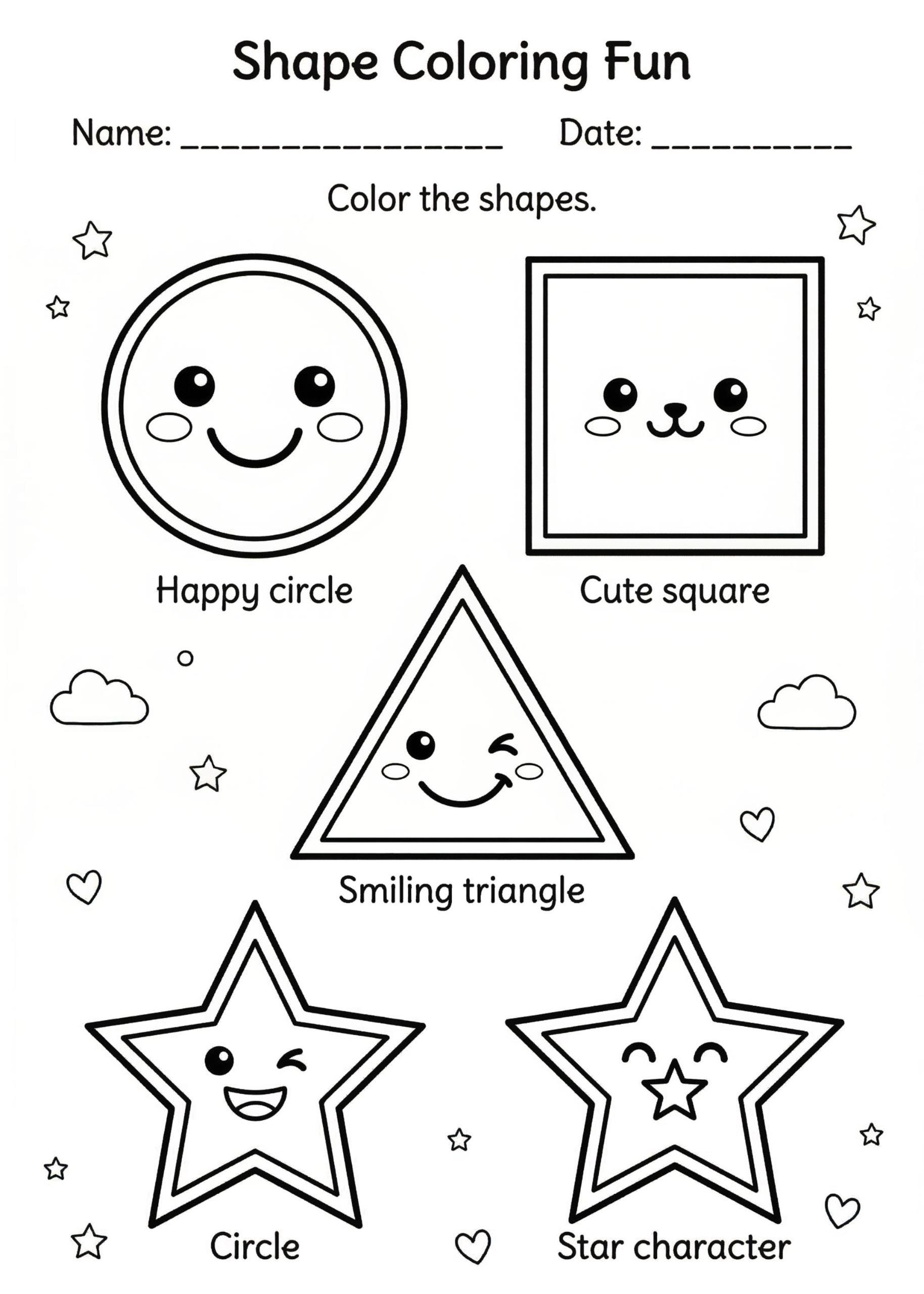Shapes Coloring Worksheets for Kids | Preschool Trace & Color ...