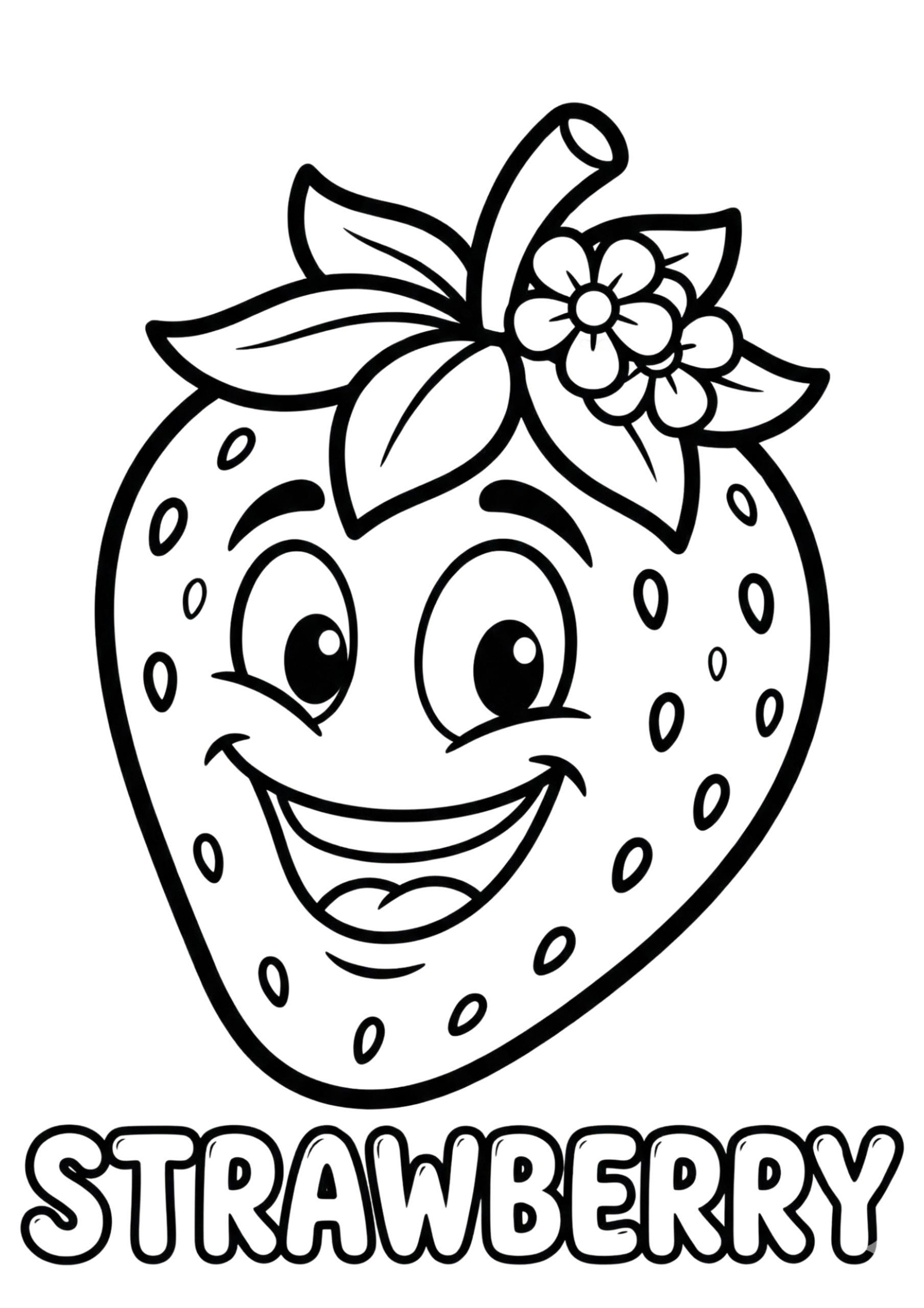 Cute Fruits Coloring Pages for Kids | Printable Fruit Coloring Book ...