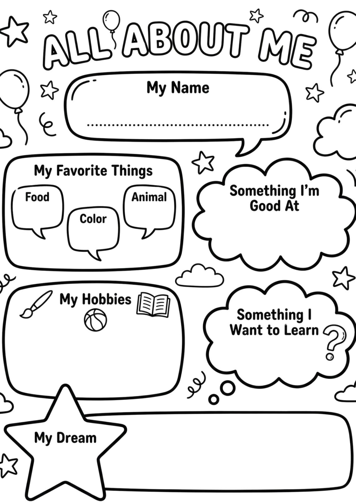 All About Me Worksheet Bundle | My Dream Life & Gratitude Printable ...