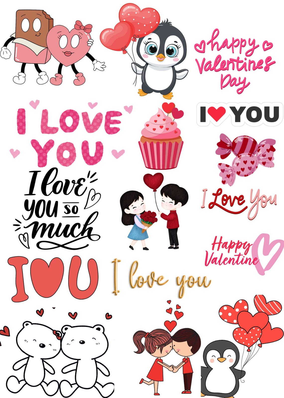 Valentine's Day PNG Overlays | Love You, XOXO Graphics (digital ...