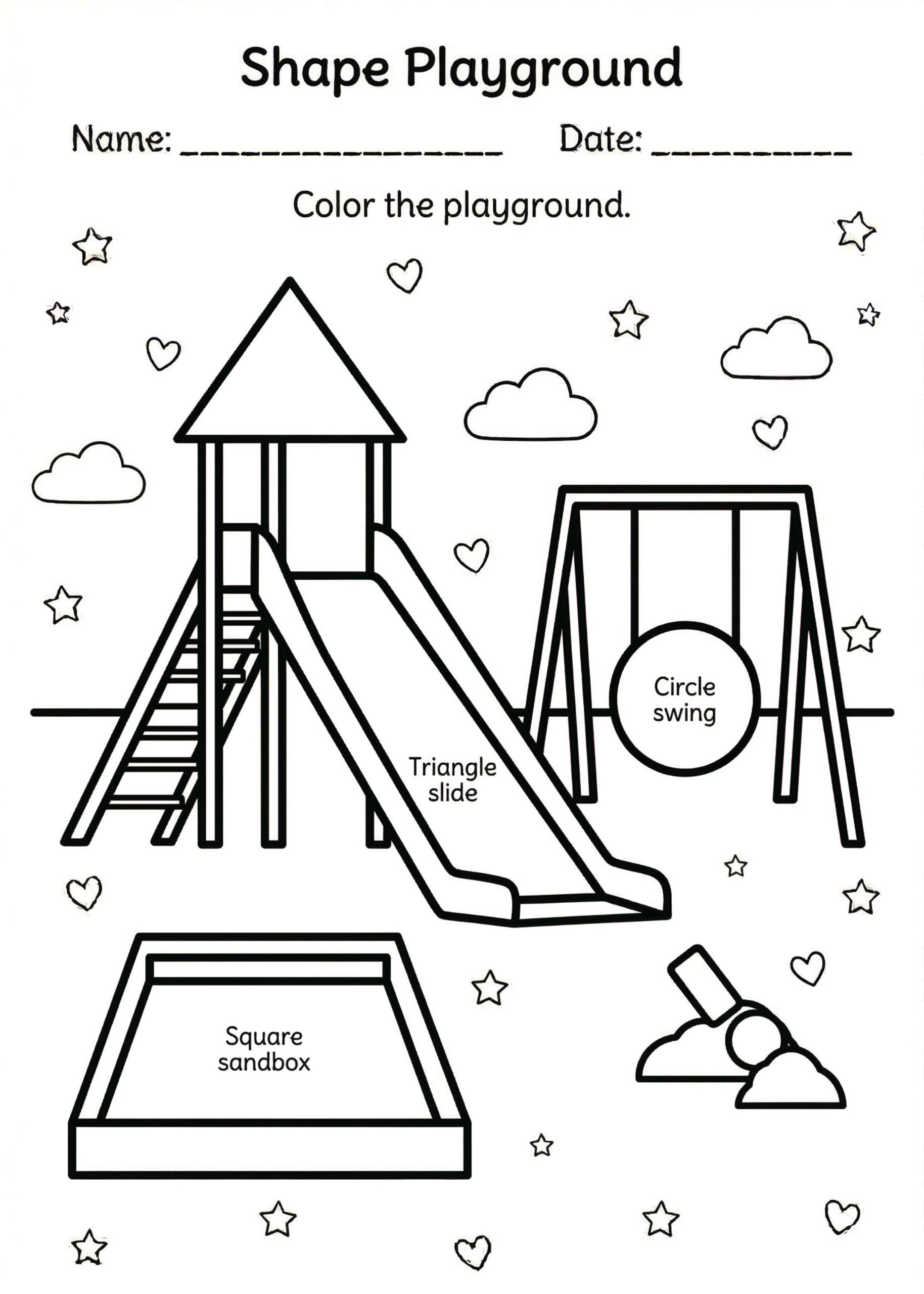 Shapes Coloring Worksheets for Kids | Preschool Trace & Color ...