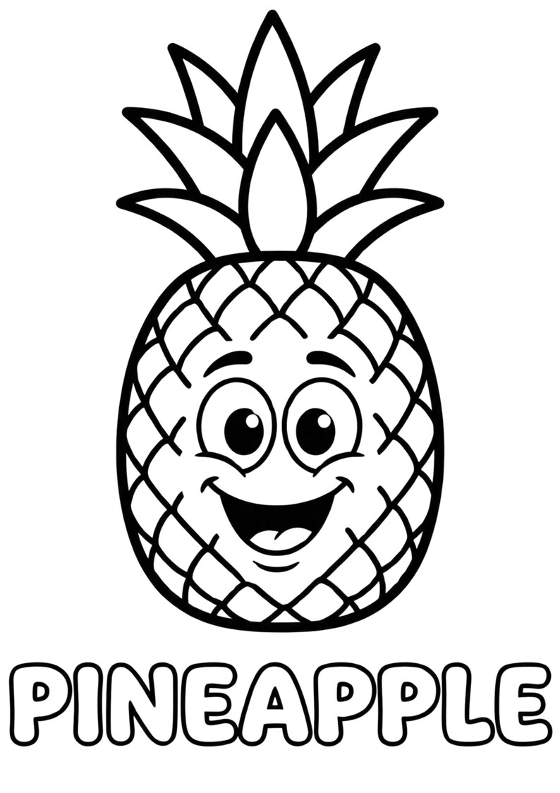 Cute Fruits Coloring Pages for Kids | Printable Fruit Coloring Book ...