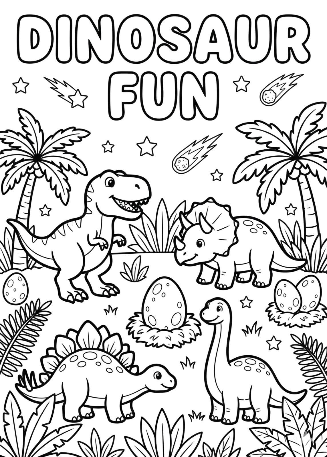 Dinosaur Coloring Pages for Kids | Preschool Printable (A4) - Etsy