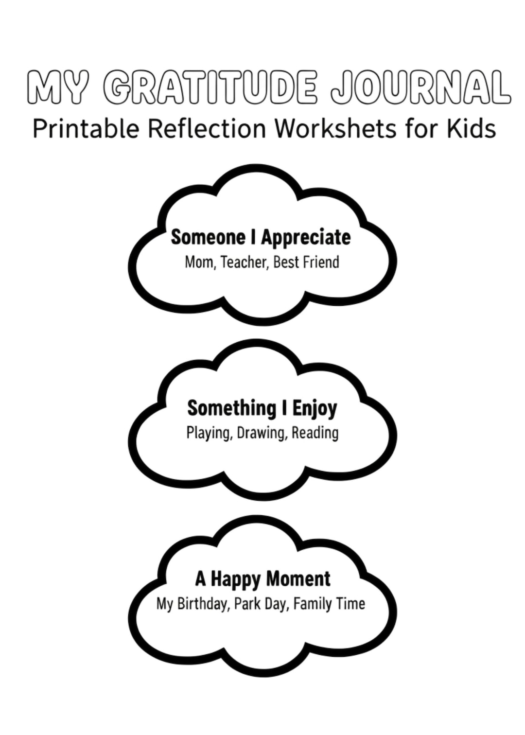 Gratitude Journal for Kids Printable | Thankfulness Worksheet Bundle ...