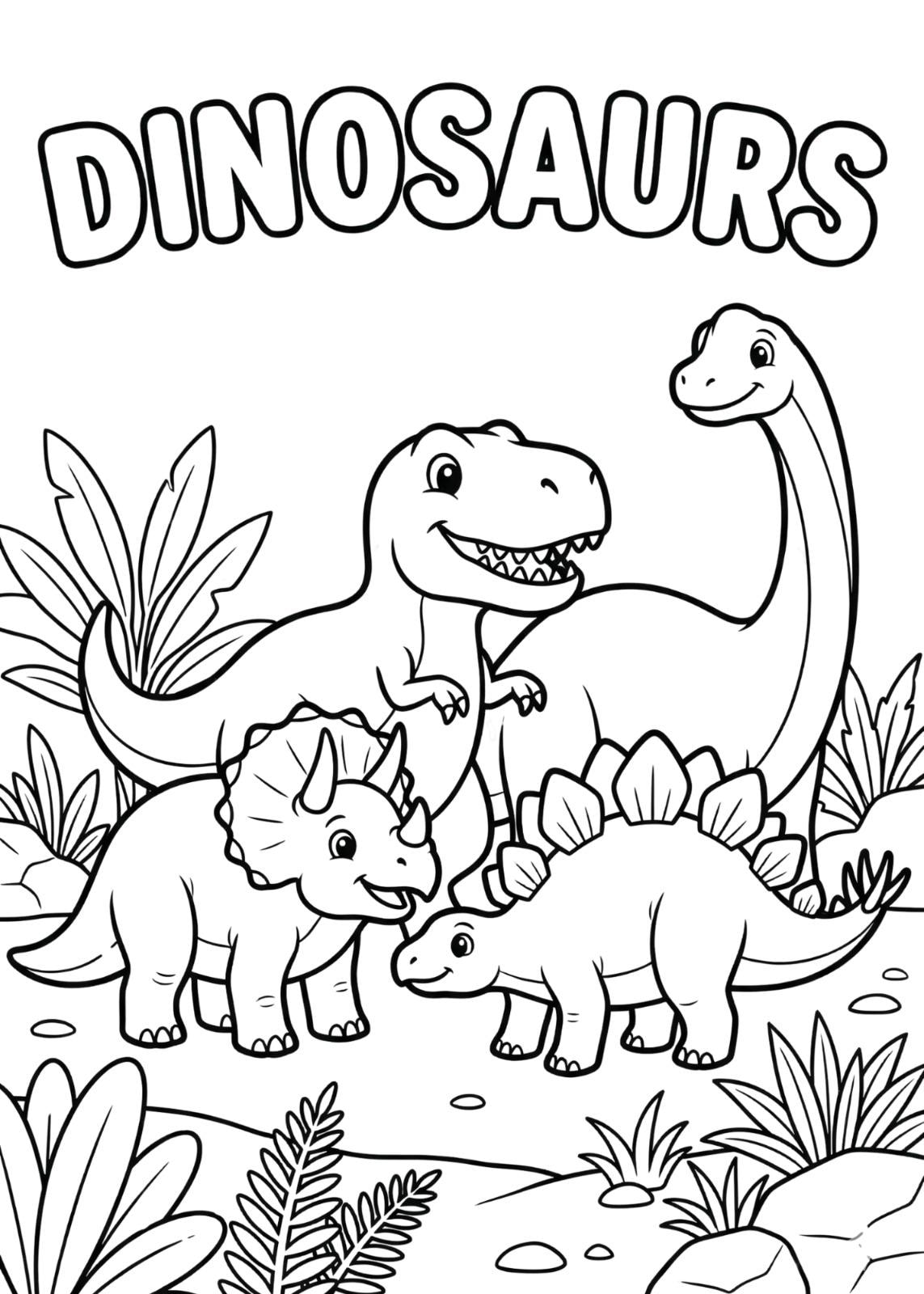 Dinosaur Coloring Pages for Kids | Preschool Printable (A4) - Etsy