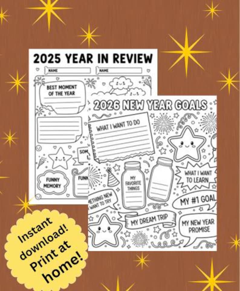 2026 New Year Goals Worksheet, Coloring Vision Board (PDF) - Etsy