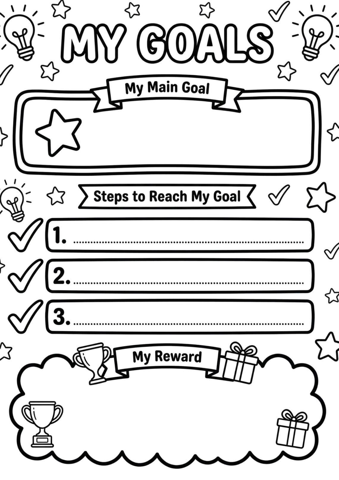 Kids Goal Setting Worksheets Bundle | Strengths, Creative Ideas & Dream ...