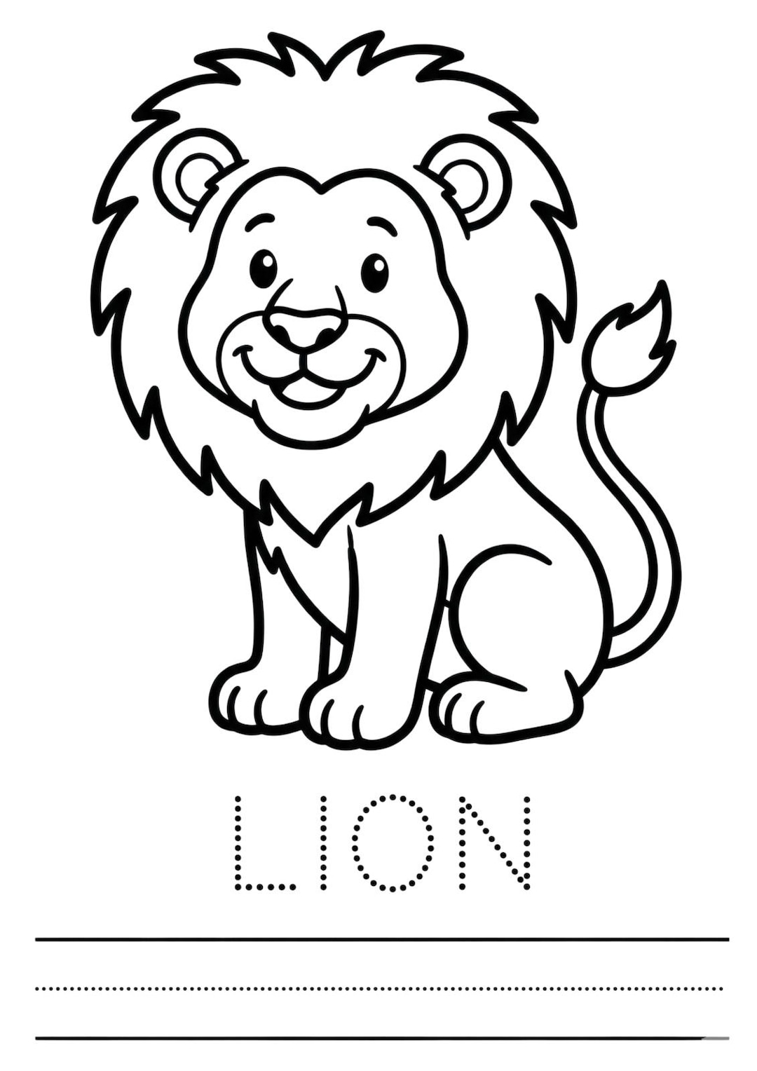 Animal Tracing Coloring Pages | Preschool Writing Practice (printable ...