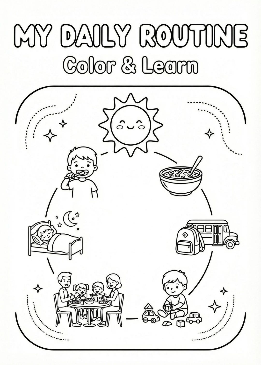 Preschool Routine Chart | Kids Coloring Pages, Reward Tracker (A4 PDF ...