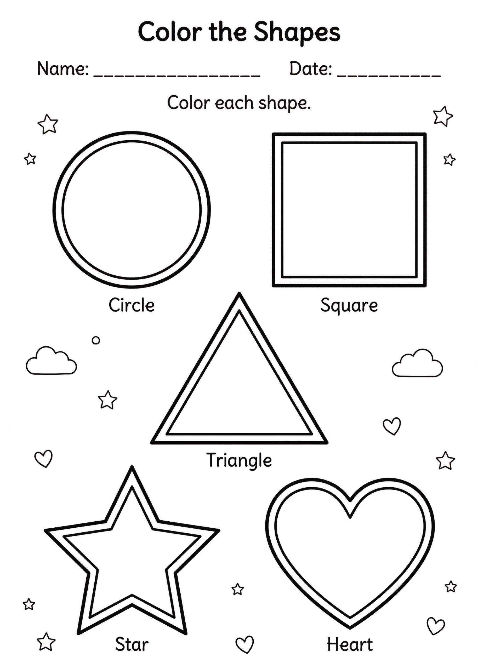 Shapes Coloring Worksheets for Kids | Preschool Trace & Color ...