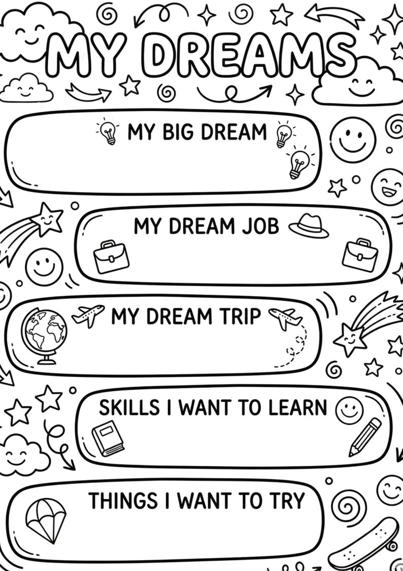 All About Me Worksheet Bundle | My Dream Life & Gratitude Printable ...