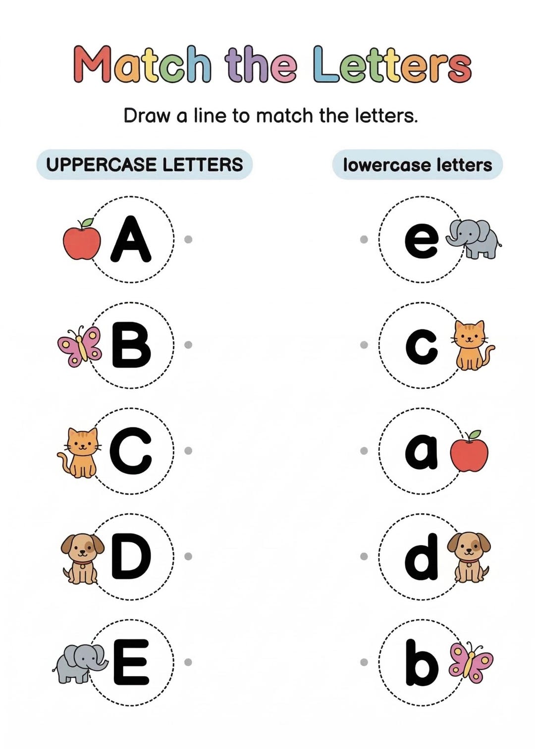 Preschool Alphabet Worksheets | Uppercase Lowercase Matching, Phonics ...