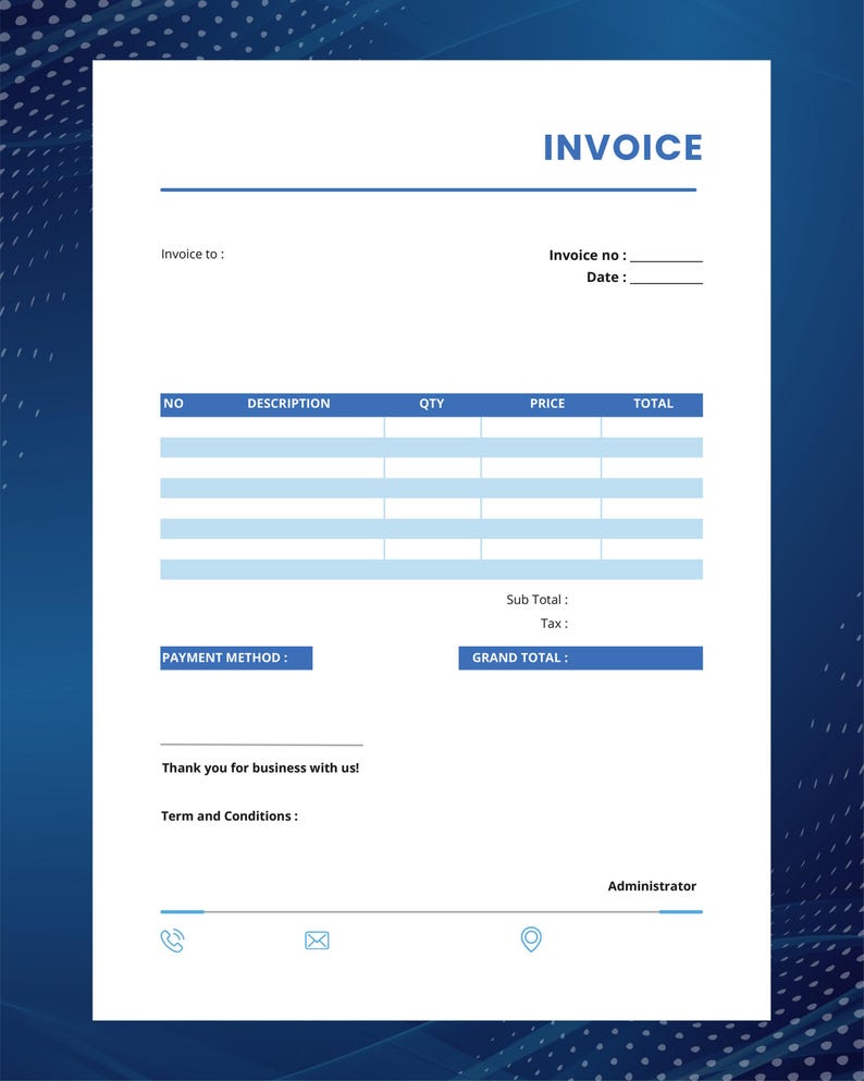 Editable Invoice Template: Professional Business Form (printable PDF ...