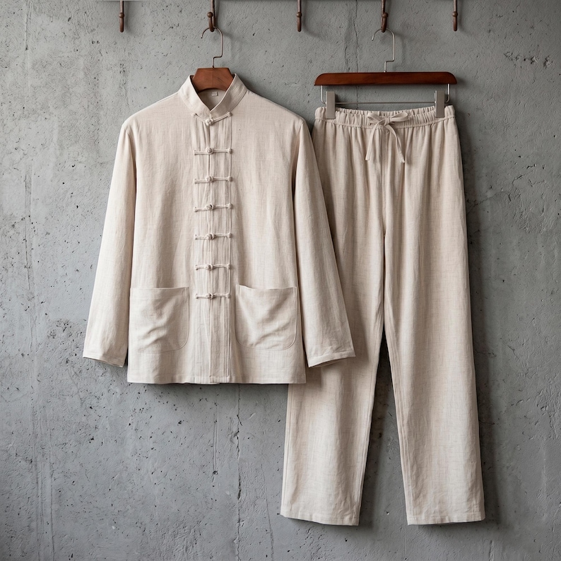 Herren Tang-Anzug: Stehkragenjacke & Lockere Hose, Traditionelles ...