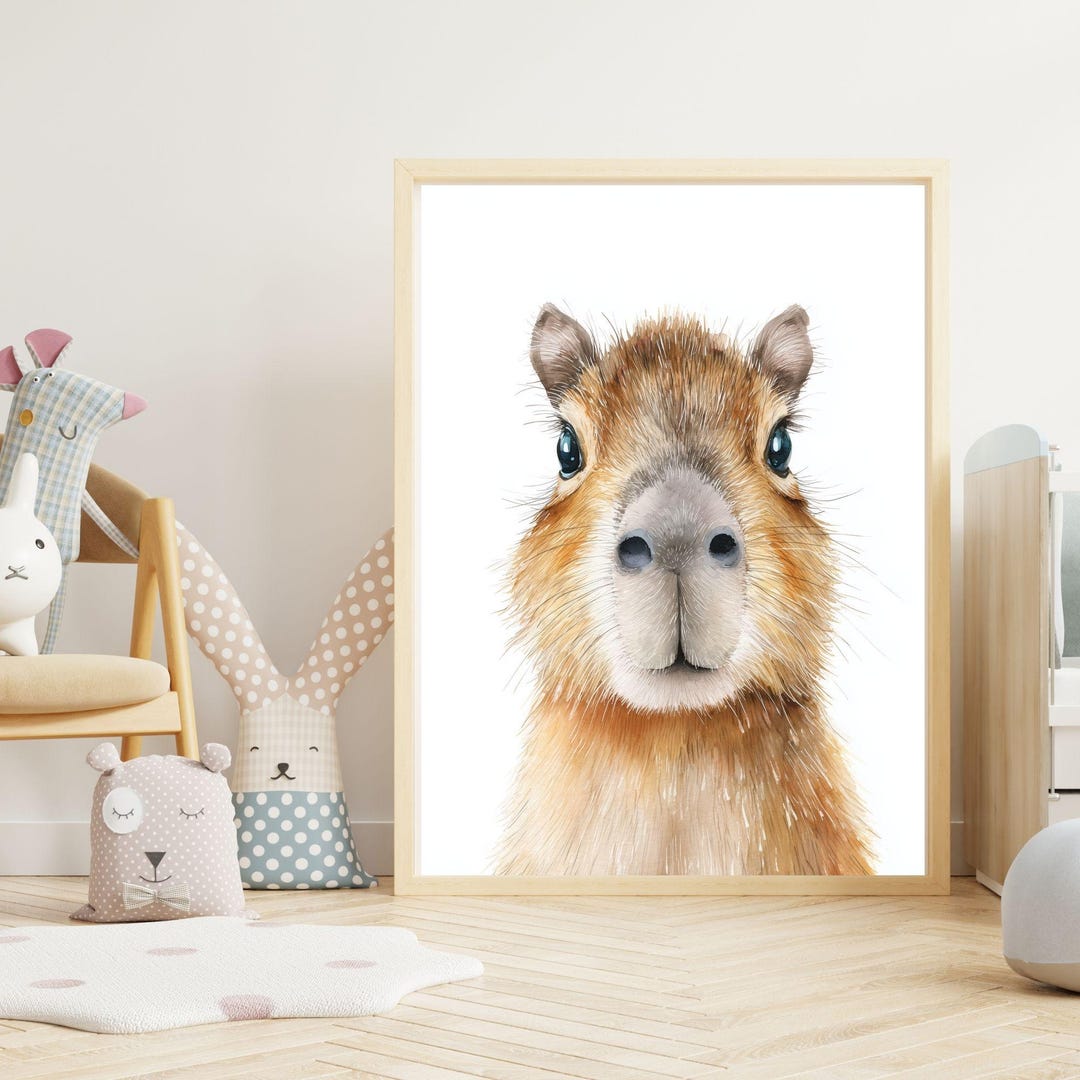 Capybara Animal Portrait Wall Art – Minimalist Printable Nursery & Home ...