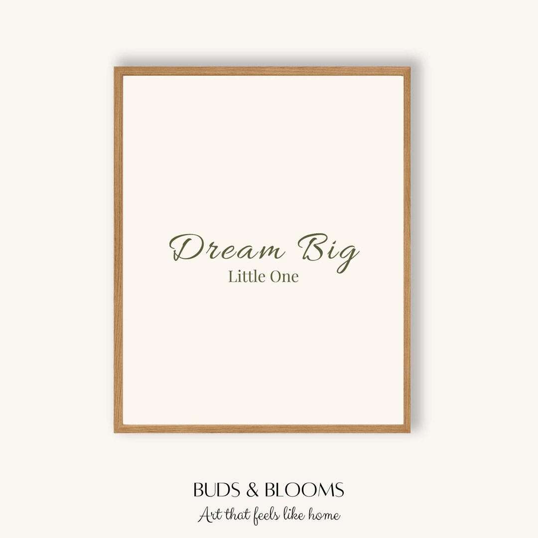 Dream Big Little One Printable Nursery Wall Art, Neutral Baby Room ...