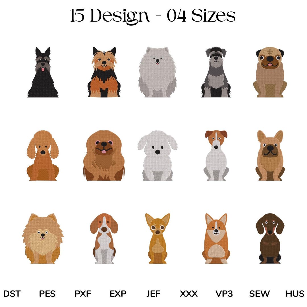 Puppy Embroidery Design – Dog Breeds Bundle (4 Sizes) (digital Download ...