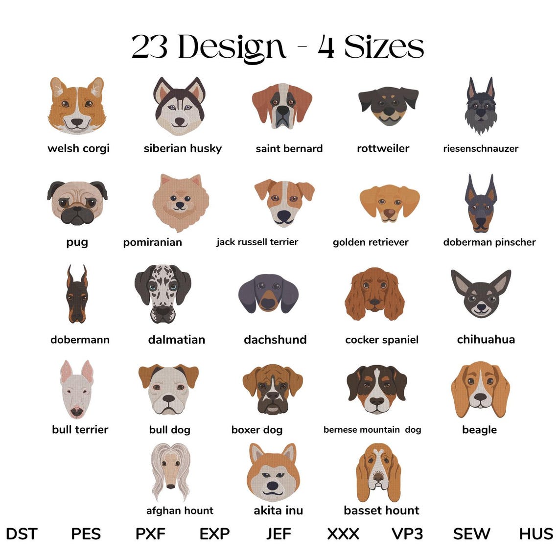 Custom Dog Breed Face Embroidery Design (digital Download) - Etsy