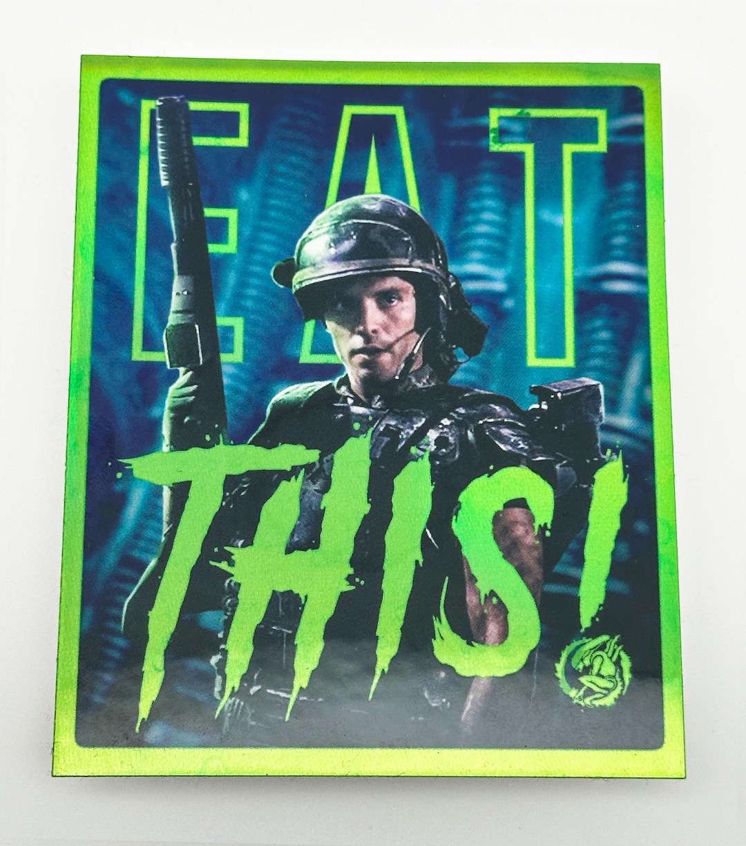 Aliens "eat This!" Holographic 3.3”x 4” Sticker by Nathan Anderson ...