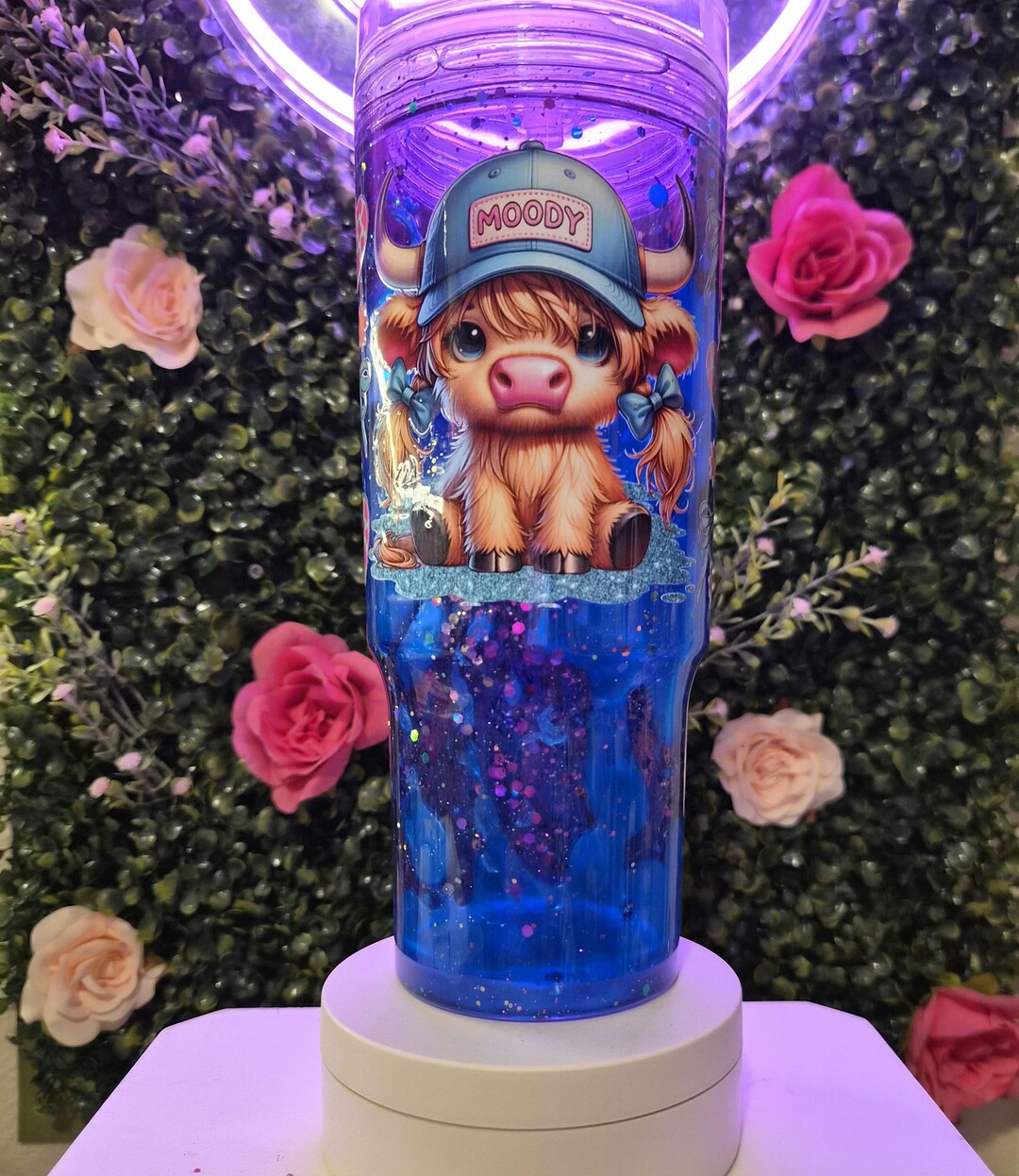 40oz Lava, Purple and Blue Cow Drip Tumbler, Cute Moody Cow - Etsy