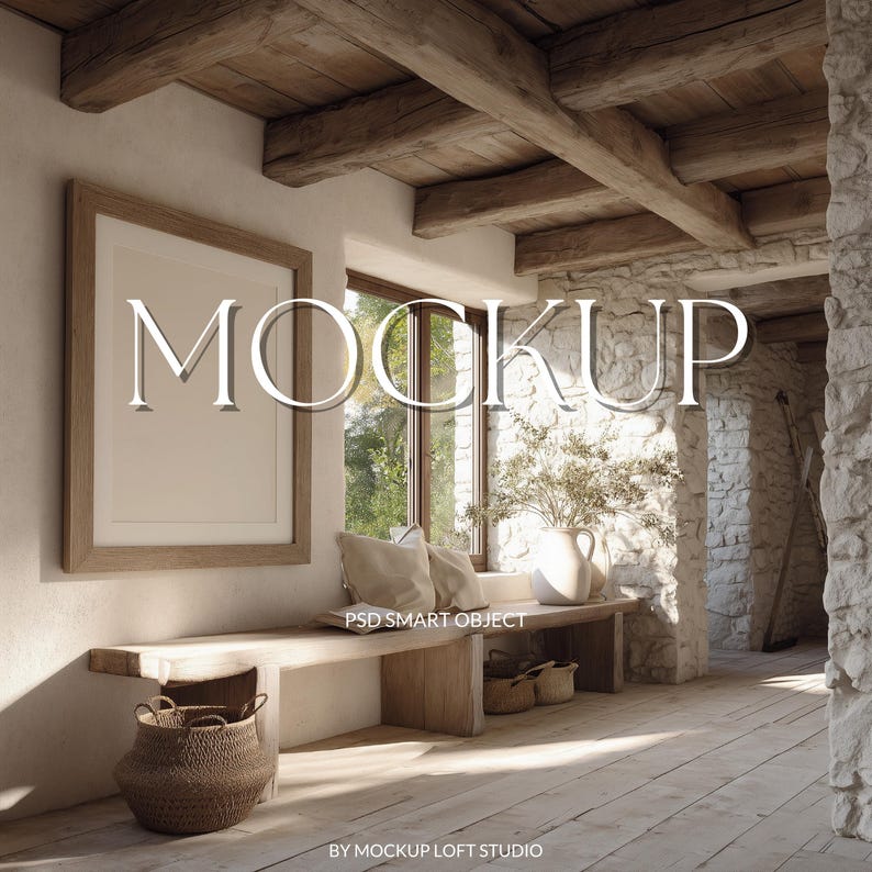 Rustic Cabin Portrait/vertical Mockup: Light Wood Frame, Minimalist ...