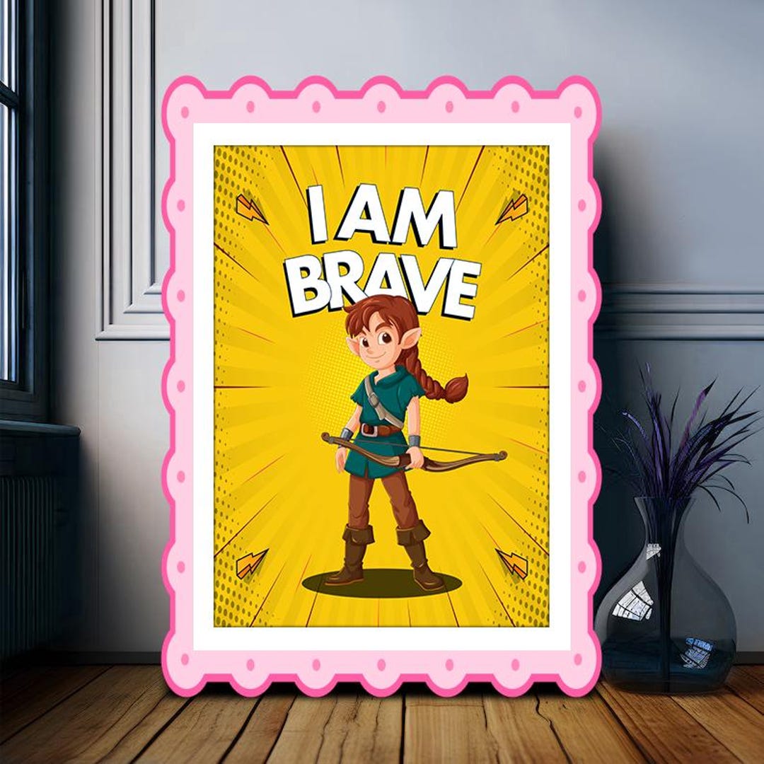 I Am Brave Kids Poster, Superhero Warrior Nursery Art (digital Download ...