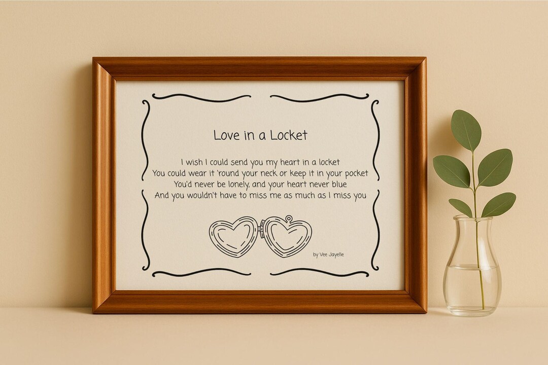 Love in a Locket Poem Print – Missing You Wall Art, 8x10 Digital ...