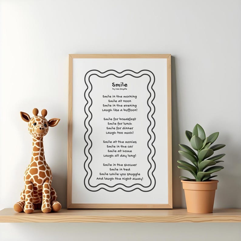 Smile Poem Print – Kids' Wall Art, 8x10 Digital Download - Etsy